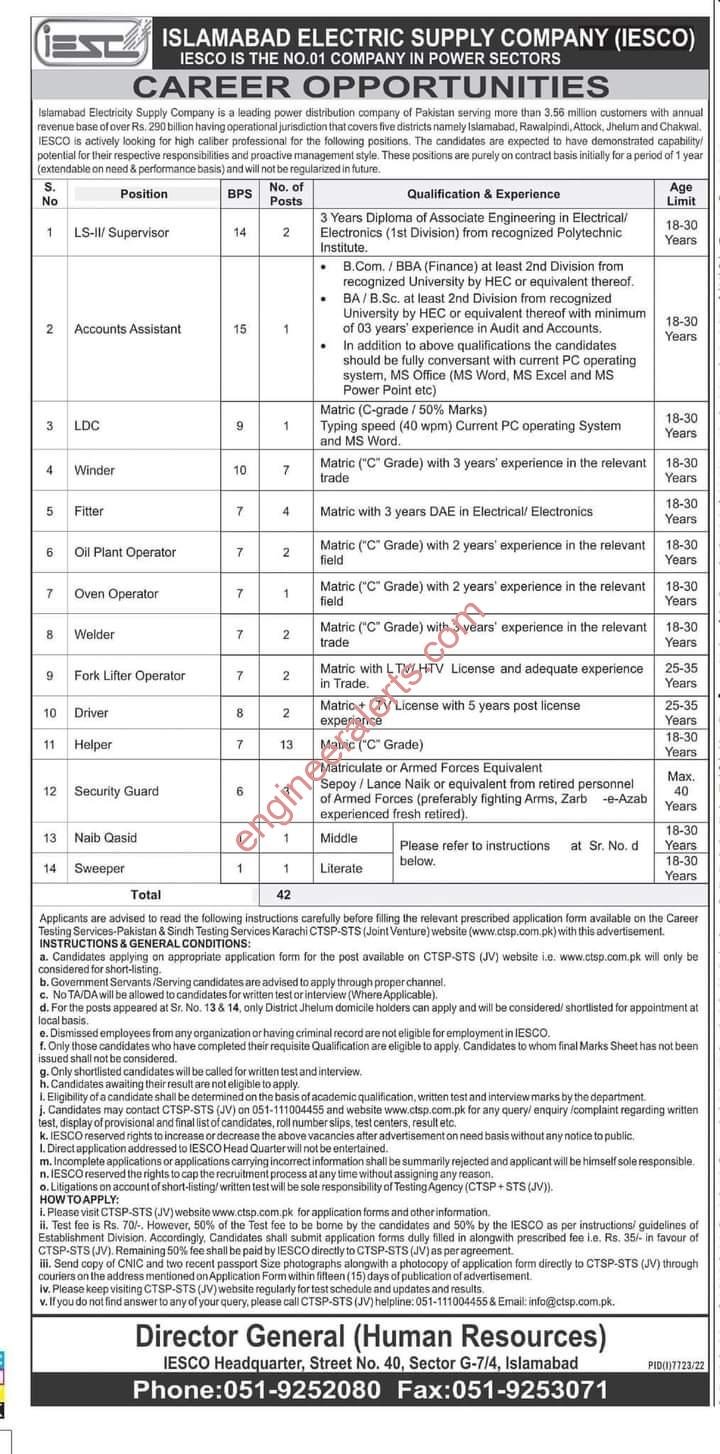 Job Opportunities at Islamabad Electric Supply Company (IESCO) 2023